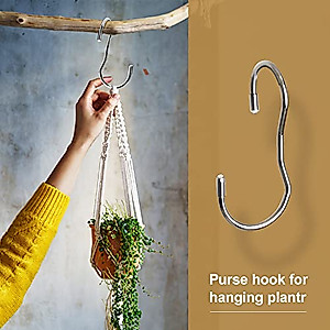 PUPINGPIG Purse Hangers for Closet 10 Pack Bag Hooks, Twist Design S Metal Hanger Hooks for Bag, Large Size Closet Rod Hooks for Hanging Handbags, Purses, Belts, Scarves, Hats, Clothes (Silver)