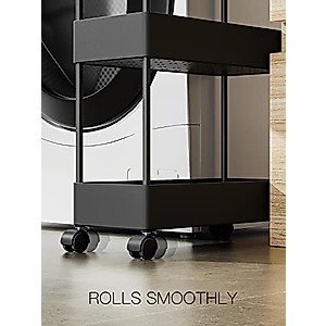 Pipishell Slim Storage Cart with Wheels, 4 Tier Bathroom Storage Organizer Rolling Utility Cart for Bathroom Kitchen Laundry Room Office Narrow Place (Black)