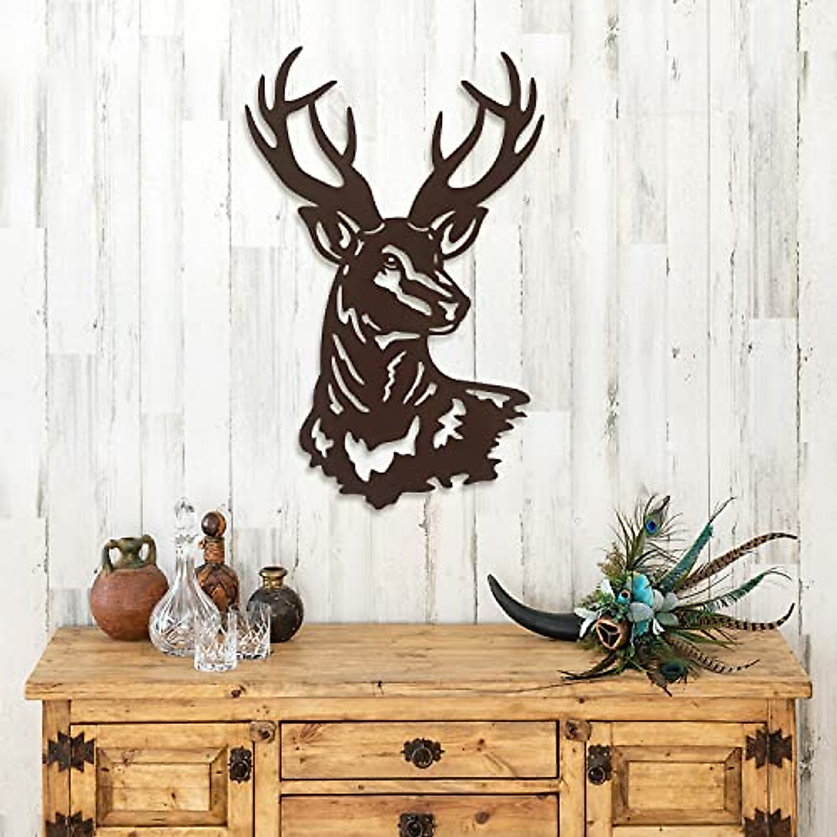 Hokfirm Deer Wall Decor Deer Silhouette Wall Decor Metal Deer Wall Art Indoor and outdoor Wall Decor