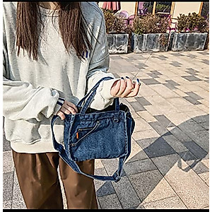 Denim Cowboy Bag Unisex Vintage Cowboy Hobo Handbag Shoulder Bag Travel School Office Bag B-Dark Blue