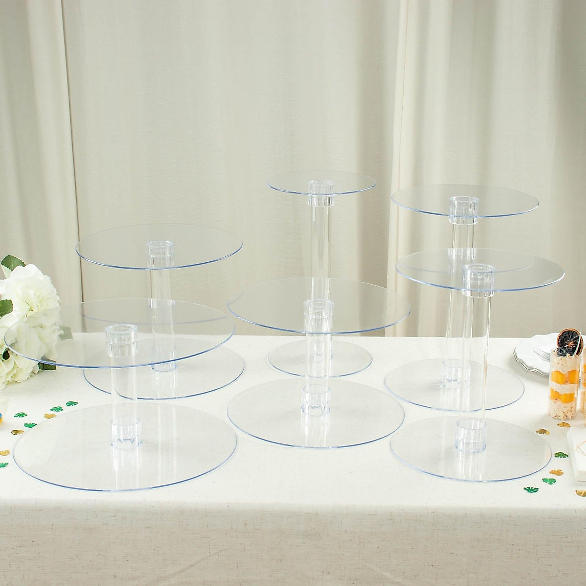 Efavormart Lovely 6 Tier Heavy Duty Acrylic Crystal Glass Clear Cake Dessert Decorating Stand for Birthday Party Wedding