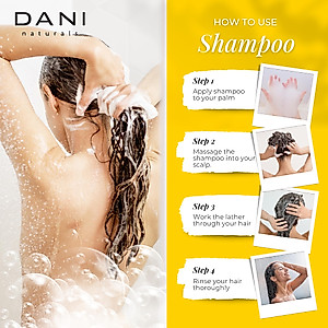 DANI Natural Moisturizing Shampoo Naturals - Warm Sandalwood Vanilla Essential Oil - Organic Aloe Vera & Coconut Cleansers - Sulfate, Phthalate & Paraben Free - Vegan & Cruelty Free - 12 Ounces