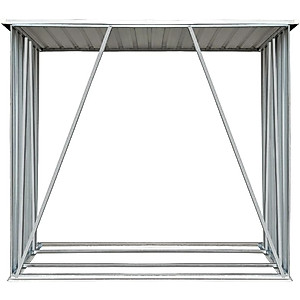 vidaXL Garden Firewood Storage Shed- Galvanized Steel Green Log Shed- Compact Outdoor Wood Storage Solution- 64.2"x32.7"x60.6"- Durable and Easy to Assemble