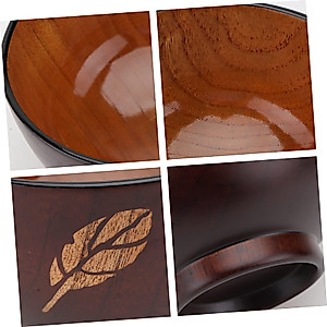 ABOOFAN 3 pcs leaves wooden bowl vegetable container pasta container rice bowls japanese Wooden Eating Bowl sushi rice bowl Wooden Salad Jujube wood Kitchen Wood Bowl Solid Wood Bowl salt