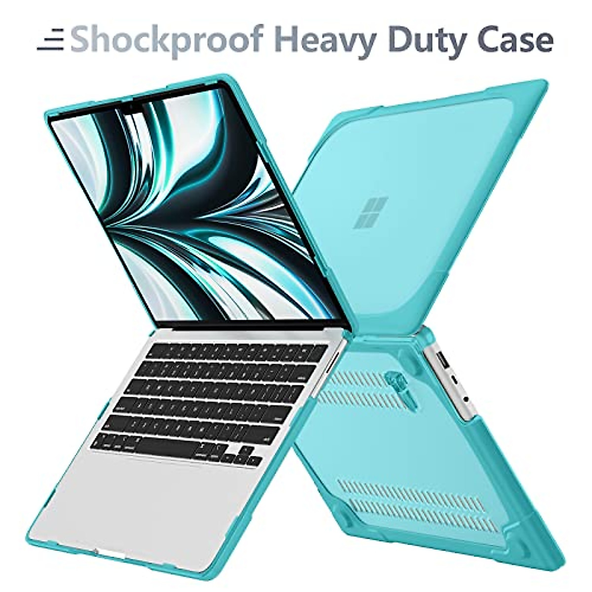Batianda Heavy Duty 15 inch Microsoft Surface Laptop 5 4/3 Case with Metal Palm Rest with Fold Kickstand and Keyboard Cover - Shockproof Protective Cover for Enhanced Durability and Comfortable,Blue