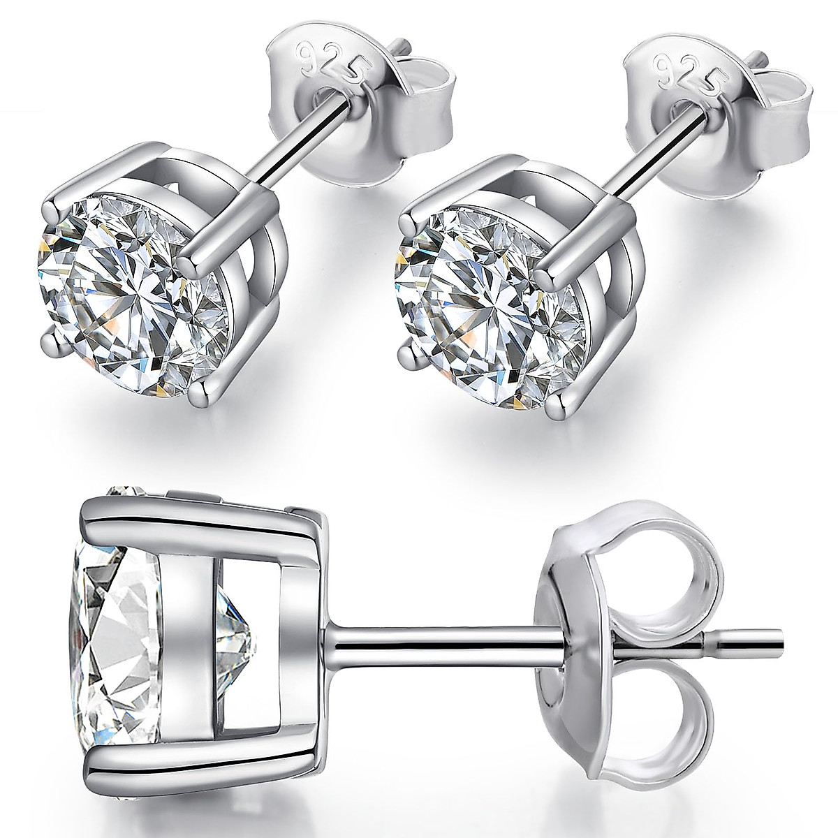 Earring Backs for Studs, Moconar 12PCS 925 Sterling Silver Earring Backs Replacements, Hypoallergenic Earring Backs Secure Ear Locking Pierced Earring Backs for Studs