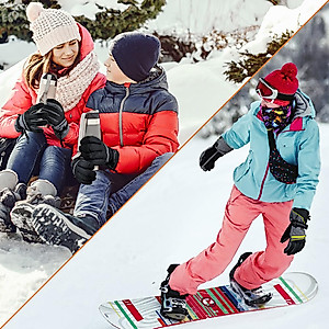 SUN CUBE Ski Gloves Men Women, Waterproof Thermal Winter Snow Gloves, Windproof 3M Thinsulate Snowboarding Snowmobile Skiing, Insulated Warmers Zipper Pocket Cold Weather Outdoor Snowboard, Gray XL