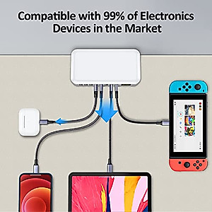 USB Charger, Slitinto 8-Port Fast Desktop Charger with LCD Display, Multi USB Charger Compatible iPhone 13/13 Pro/12 Pro/11 Pro Max/XS/Max/XR/X, Pixel, Galaxy