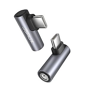 JSAUX 2Pack Right Angle USB C to 3.5mm Audio Adapter, Type USB C to Headphone Jack Dongle Aux Adapter Compatible with Samsung Galaxy S23 S23+ S23 Ultra, S22 S21 S20,iPad Pro, MacBook, iPhone15 - Grey