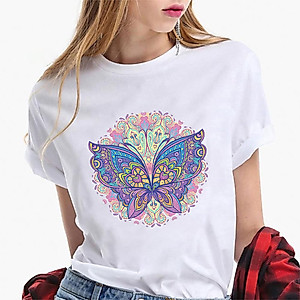 4 Packs Mandala Flowers Iron on Transfer Patches for Clothing Retro Mandala Butterfly Design Heat Transfer Vinyl Decals Washable Iron on Stickers for T-Shirts Jackets Backpacks DIY Decor Supplies