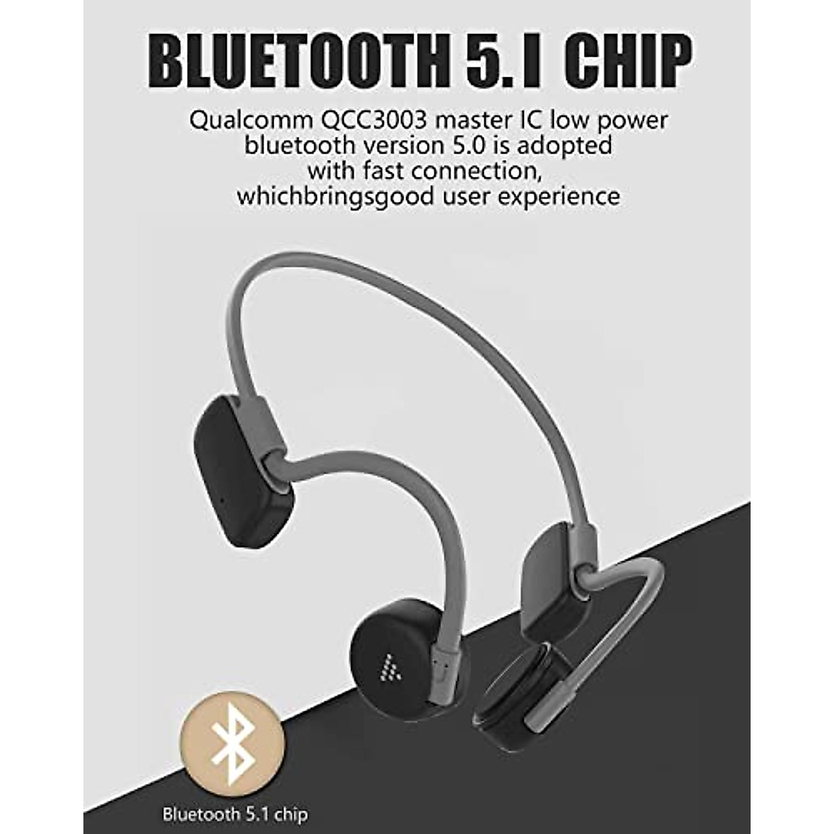 LIBMING Bone Conduction Headphones for Swimming, IPX6 Open-Ear Wireless Sport Earphones Headset for Running, Diving Water, Gym, Spa，Black