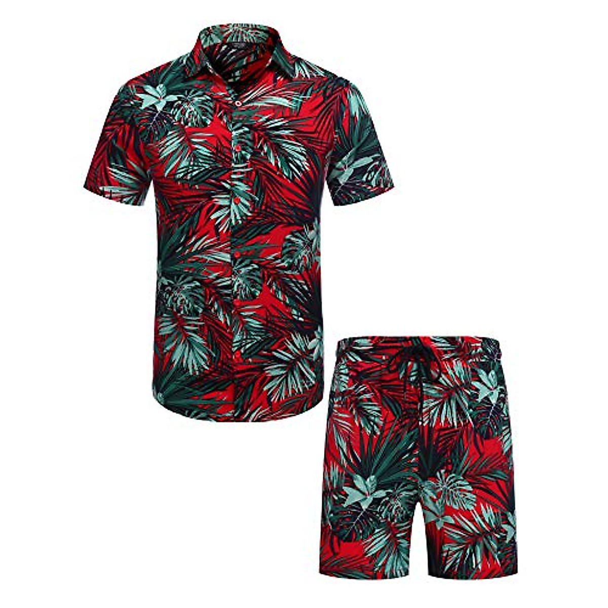 COOFANDY Men's Hawaiian Short Sleeve Shirt Aloha Print Casual Beach Shirts