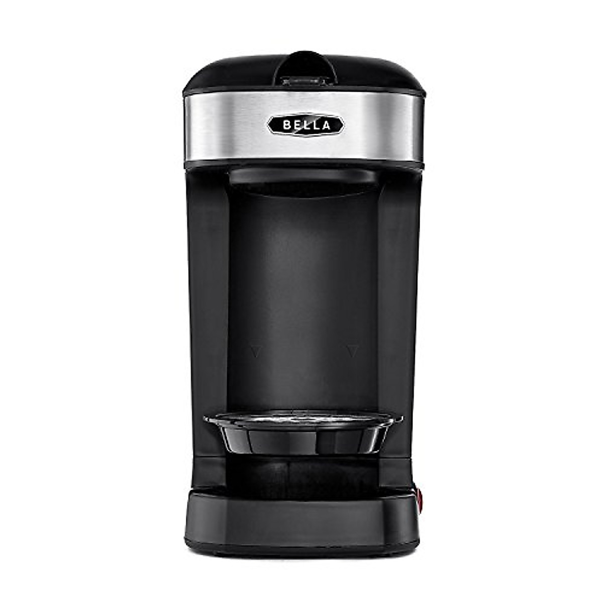 BELLA One Scoop One Cup Coffee Maker, Brew in Minutes, Dishwater Safe, Black and Stainless Steel, Great for Small Kitchens