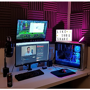 suptek Dual LED LCD Monitor Stand up Desk Mount for 2 / Two Screens up to 27 inch Extra Tall 31.5" Pole Heavy Duty Fully Adjustable Stand Vertical Array (MD6802)