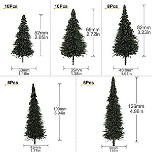 S0804 40pcs Dark Green Pine Model Cedar Trees 2.05-4.96 inch (52-126 mm) for Model Railroad Scenery Landscape Layout HO OO Scale New