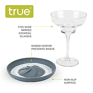 True Frill Cocktail Rimmer, Gray, Dishwasher Safe Food Grade Silicone, Glass Rimmer, Bar Tools