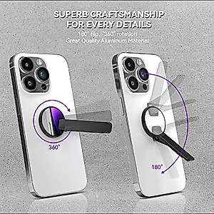 YOJOR Phone Kickstand, Stick on Phone Back or Case Invisible, Angle Adjustable, Sturdy Metal Stand Attachment, Universal Portable Holder for Phone, Hands-Free, Video Recording Anywhere - Black