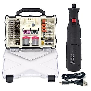 Werktough 8V Cordless Rotary Tool Kit with Deluxe 99pcs Accessories Mini Grinder with 2.0A 8V Battery 5 Speed 4 Front LED Light High Speed Low Vibration