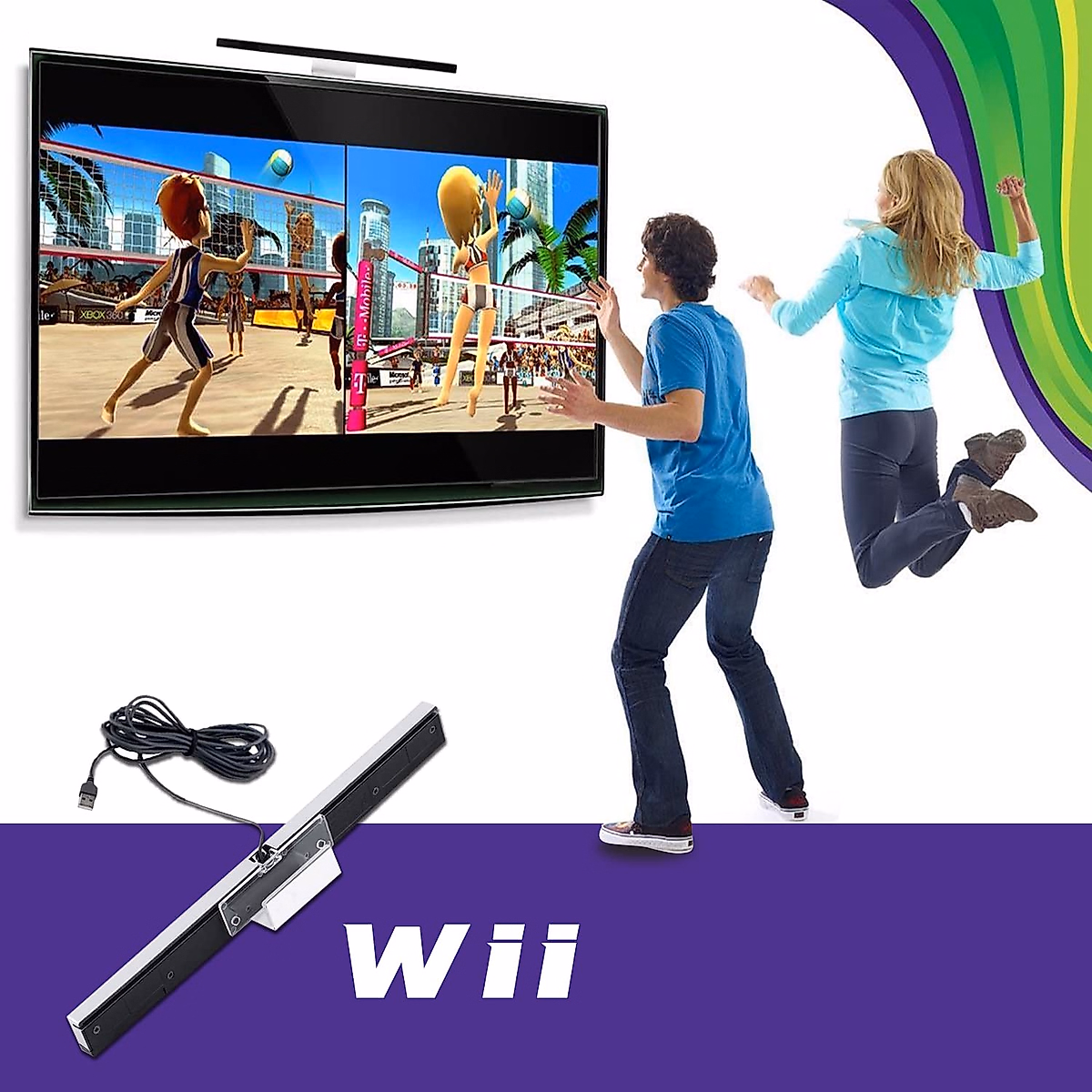 Games Accessories Bundle for Wii U, 1 Pack Sensor Bar for Wii/Wii U and 1 Pack Charger for Nintendo Wii U Gamepad