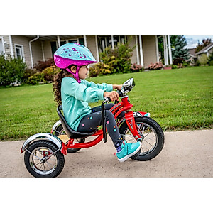 Schwinn Roadster Bike for Toddler, Kids Classic Tricycle, Low Positioned Steel Trike Frame with Bell and Handlebar Tassels, Rear Deck Made of Genuine Wood, for Boys and Girls Ages 2-4 Year Old, Red