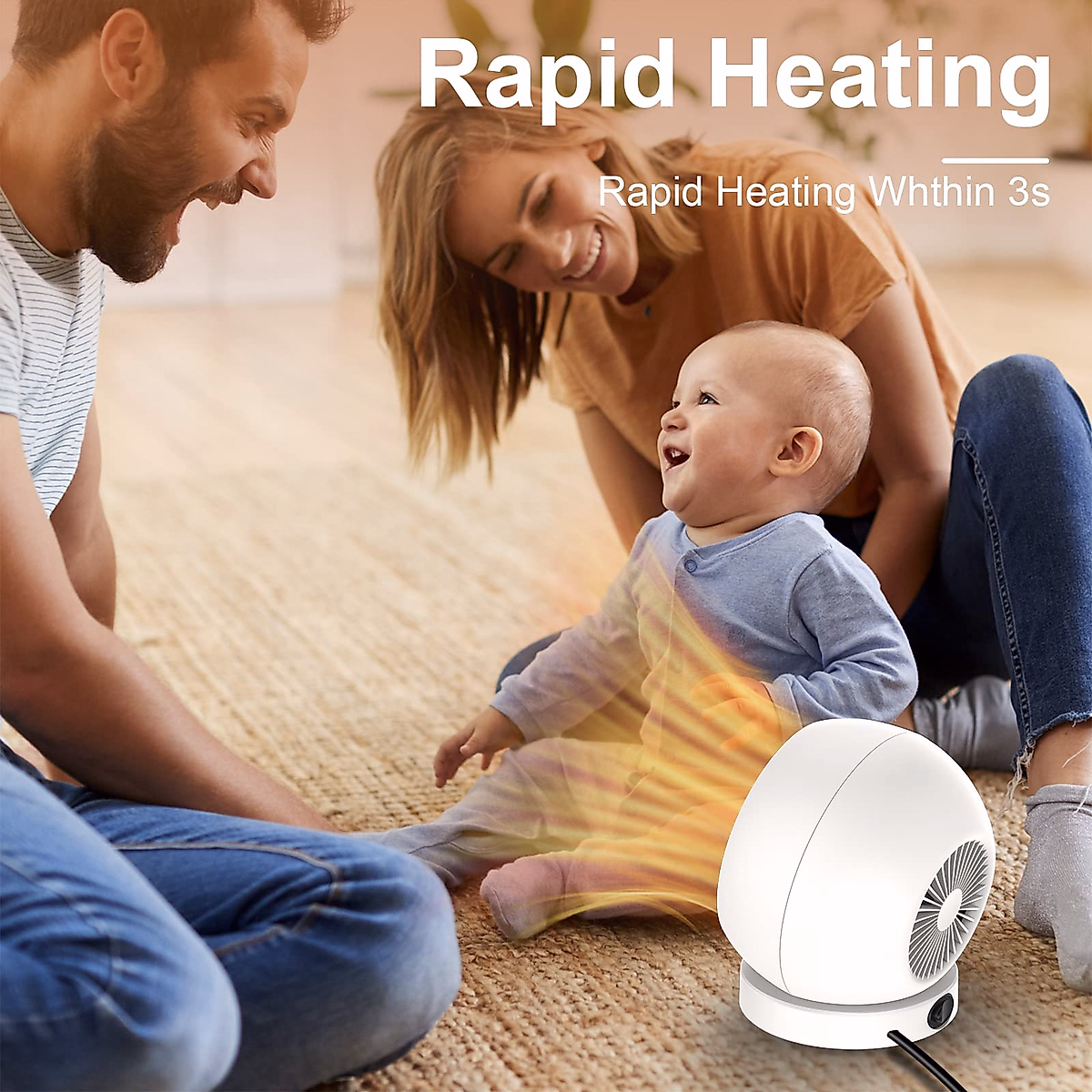 Lmkeji Desk Heater,600W Energy Efficient Desktop Heater for Indoor Use,Safe and Quiet for Bedroom Home Office Use(White)