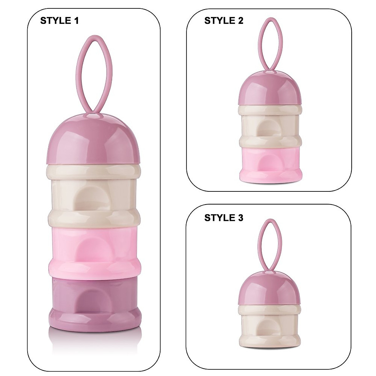 Accmor 3 Layers Baby Milk Powder Formula Dispenser On The Go, Formula Container for Travel, Non-Spill Stackable Baby Snack Storage Container with Handle, BPA Free, Purple