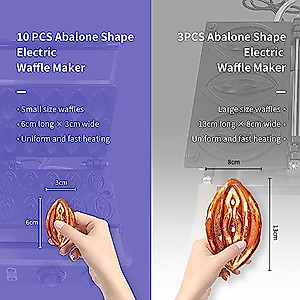 Mvckyi Commercial 10 PCS Small Size Abalone Shape Electric Waffle Maker with removable plates, Non Stick Vagina Waffle Machine Hot Dog Baker, Strange Shape Sausage Female Pussy Grill Waffle Baker for Party Snack Food