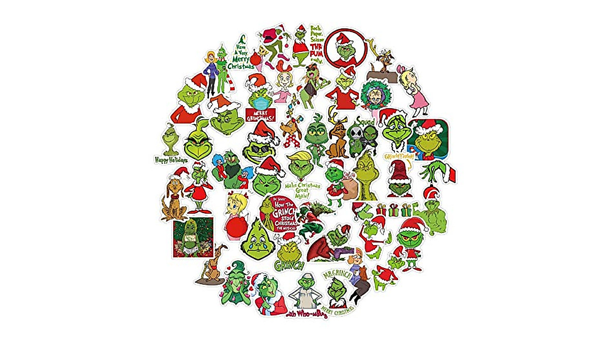 50 Pcs Grinch Stickers - Festive Fun for Kids