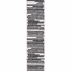 JONATHAN Y MOH207A-28 Khalil Modern Berber Stripe Indoor Farmhouse Area-Rug Bohemian Minimalistic Striped Easy-Cleaning Bedroom Kitchen Living Room Non Shedding, 2 X 8, Cream,Black