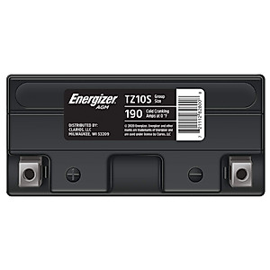 Energizer TZ10S AGM Motorcycle and ATV 12V Battery, 190 Cold Cranking Amps and 8.6 Ahr. Replaces: YTZ10S and others