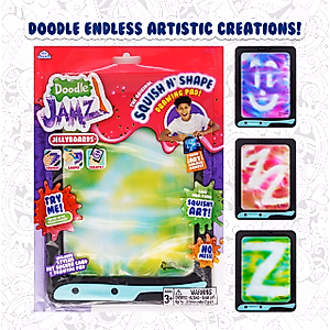 Sky Castle DoodleJamz JellyBoards — Squishy Drawing Pads Filled with Non-Toxic Sensory Gel – No-Mess Fidget Art – ASMR – Re-usable for Endless Artistic Creations (Yellow on Blue Gel)