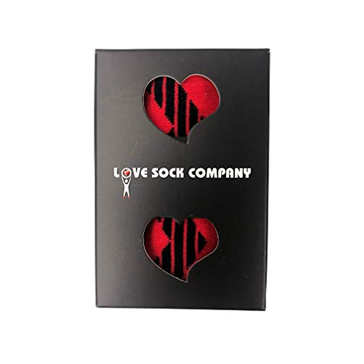 Love Sock Company Zig Zag Red Dress Socks Black Stripes - Individually Gift Box - Groomsmen socks - Christmas stocking Stuffers - Organic Cotton - Made in Europe (Red, 1)