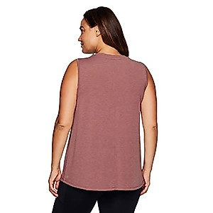 RBX Women's Plus Size Fashion Tank Top Relaxed Yoga Tunic Tank Dusty Rose Heather 2X