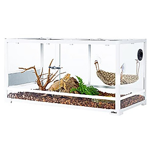 OIIBO 50 Gallon Reptile Terrarium,36" x 18" x 18" Knock Down Glass Reptile Tank, Sliding Door Terrariums Habitat for Reptiles Amphibians, Alternative Side Wire Mesh for Small Animals Use