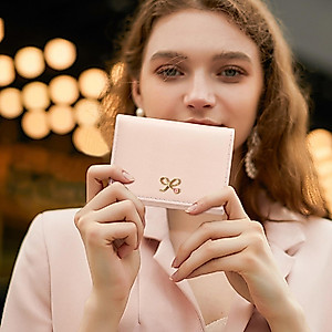 Sunwel Fashion Girls Cute Wallet Coquette Bow Wallet Small Wallet Slim Credit Card Holder ID Window for Women (PINK)