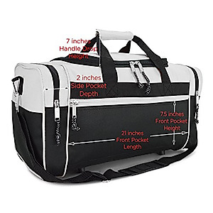 DALIX 21" Sports Duffle Bag Gym Travel Pack in White