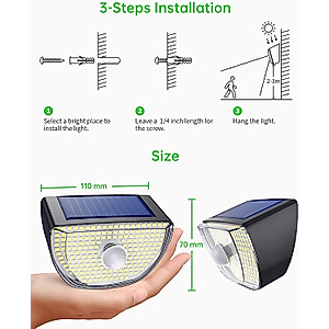 Solar Motion Sensor Lights, Whousewe 200LED Solar Lights Outdoor Solar Security Lights 3 Modes Wireless Wide Angle Solar Wall Lights IP65 Waterproof for Yard, Stairs, Garage, Fence, Porch(6 Pack)