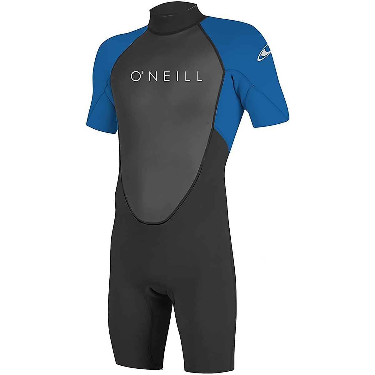 O'Neill Men's Reactor-2 2mm Back Zip Short Sleeve Spring Wetsuit, Black/Ocean, L