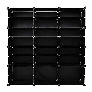 temipty Portable Shoe Rack Organizer 48 Pair Tower Shelf Storage Cabinet Stand Expandable for Heels, Boots, Slippers， 8 Tier Black