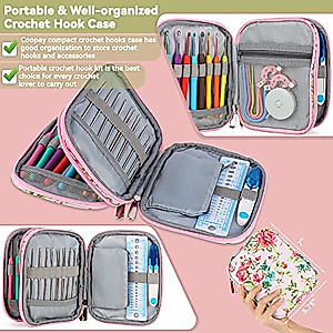 Coopay Large Crochet Bag Knitting Bags and Totes Organizer, Traveling Crochet Bags Yarn Bag & 55 PCS Crochet Hook Set, Crochet Kit Beginners Crochet Hook Kit with Case