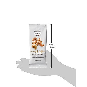 Amazon Brand - Wickedly Prime Roasted Cashews, Coconut Toffee, Snack Pack, 1.5 Ounce (Pack of 15) Package May Vary