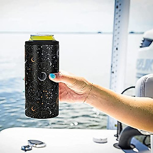 NewYT Skinny Can Cooler,Slim Can Cooler Insulated,Double Wall Vacuum Stainless Steel Drink Holder,Skinny Can Coozie 12oz for Hard Seltzer,Slim Beer and Energy Drinks-Astrology Print