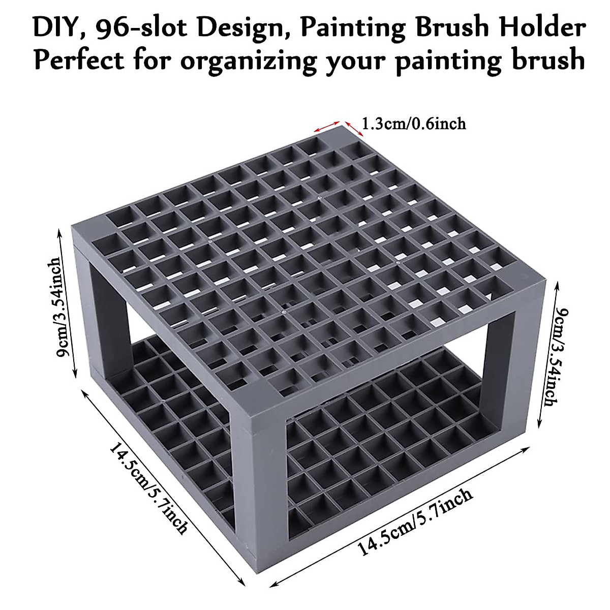 AKOAK 1 Pack 96-hole Square Plastic Pen Holder Multi-function Detachable Pen Holder Storage Art Supplies, Makeup Brushes etc (gray)