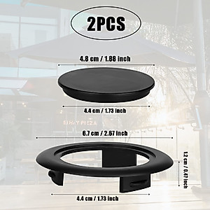 SAVITA 2 Sets Patio Table Umbrella Hole Rings and Caps, Plastic 2 Inch Patio Umbrella Hole Plug Insert Ring and Cap Set for Outdoor Activities Summer Garden Parties (Black)
