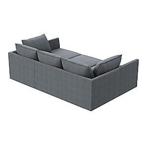 HONBAY Modular Sectional Sleeper Sofa with Storage U-Shape Modular Sectional Sofa with Ottomans Sleeper Sectional Couch for Living Room, Bluish Grey