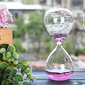 Handmade Timer Bubble Singing Dream Foam Crystal Hourglass Glass Craft for Lover Birthday Present 8 Inch 20 cm High -Purple