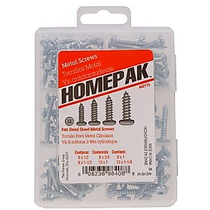 HOMEPAK 42173 Pan-Head Square Drive Sheet Metal Screws, Zinc