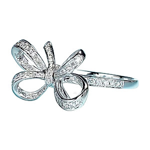 qiguch66 Wedding Rings for Women,Elegant Women Cubic Zirconia Inlaid Bow Finger Ring Wedding Party Jewelry Gift - Silver US 10