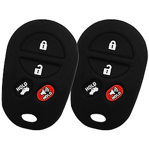 KeyGuardz Keyless Remote Car Key Fob Shell Cover Soft Rubber Case for Toyota Avalon Solara Highlander Sienna GQ43VT20T (Pack of 2)