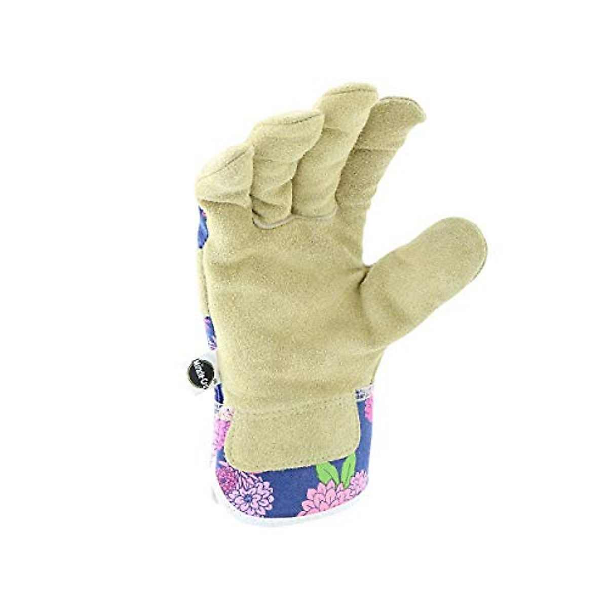 Miracle-Gro MG23012/WML Split Cowhide Garden Gloves – Floral, Medium-Large, Canvas Back Leather Palm Gloves for Women